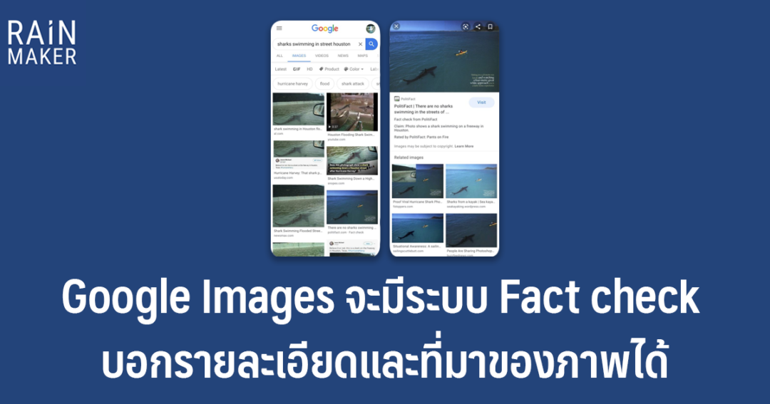 Google Images จะมีระบบ Fact check บอกรายละเอียดและที่มาของภาพได้