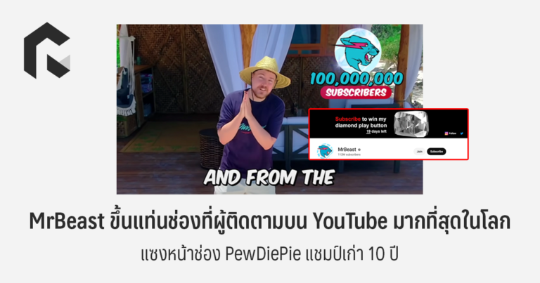 MrBeast ขึ้นแท่นช่องที่ผู้ติดตามบน YouTube มากที่สุดในโลก แซงหน้าช่อง PewDiePie แชมป์เก่า 10 ปี