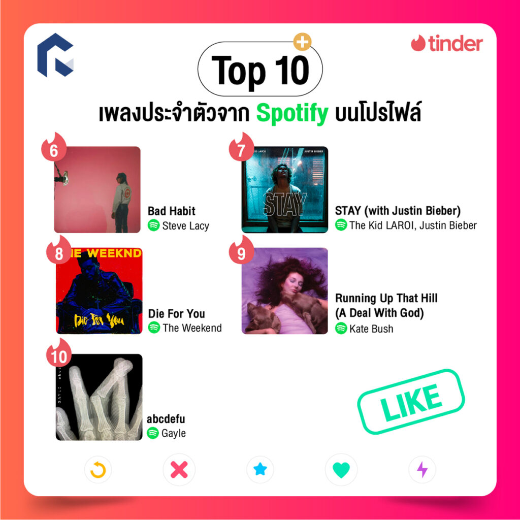 ส่องอินไซต์ความสนใจ และเพลงฮิตจาก Spotify ที่ถูกใช้บนโปรไฟล์ Tinder มากที่สุดในปี 2022