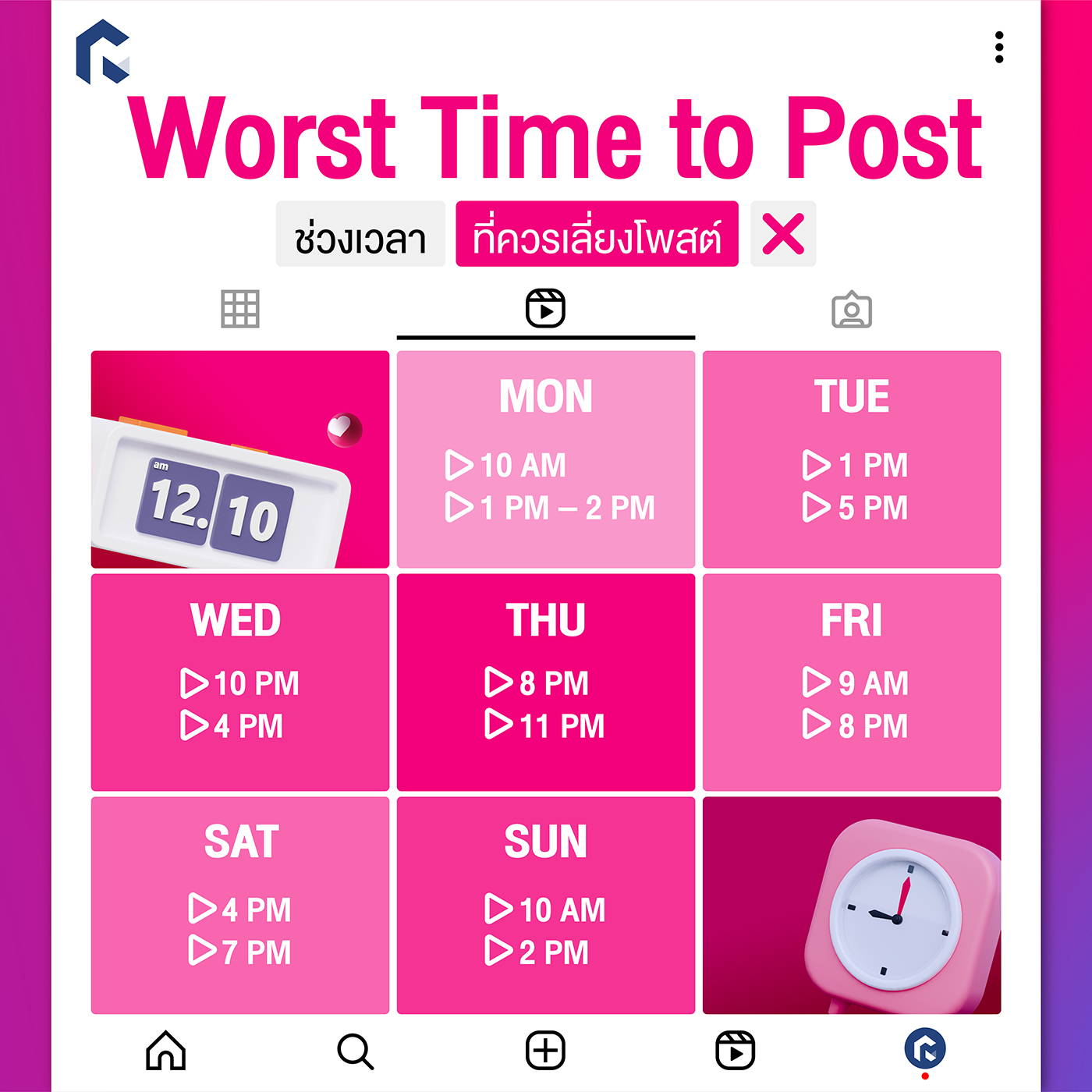อัปเดต Best และ Worst Time ในการโพสต์ Instagram Reels