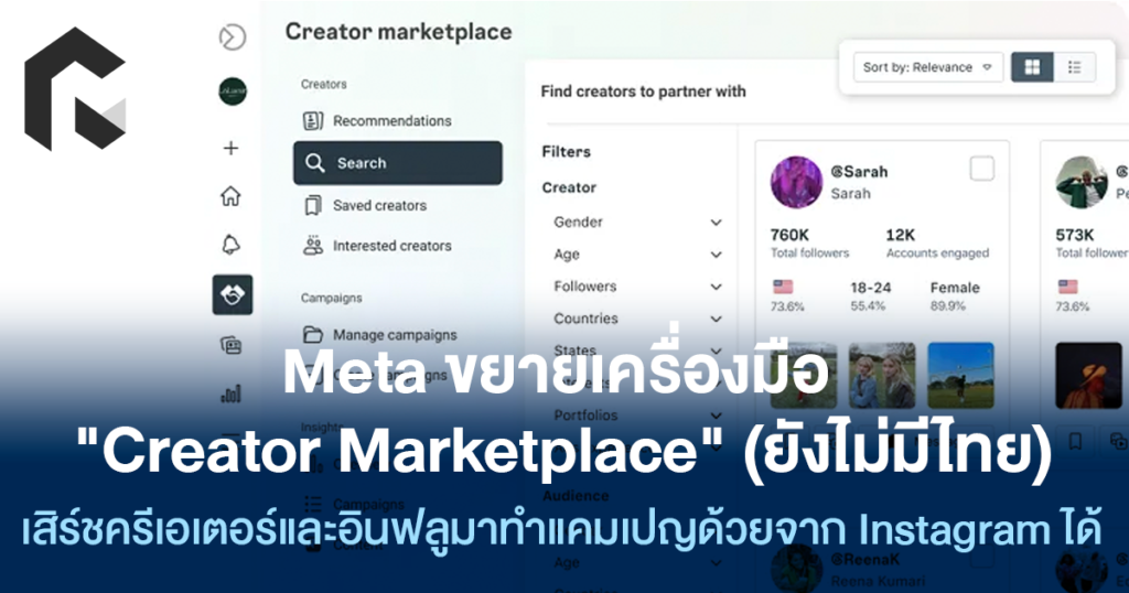 Meta ขยายเครื่องมือ "Creator Marketplace" (ยังไม่มีไทย) เสิร์ชครีเอเตอร ...