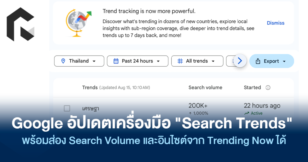 Google อัปเดตเครื่องมือ "Search Trends" พร้อมส่อง Search Volume และอิน ...