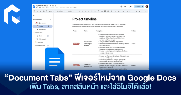 “Document Tabs” ฟีเจอร์ใหม่จาก Google Docs เพิ่ม Tabs, ลากสลับหน้า และใ ...