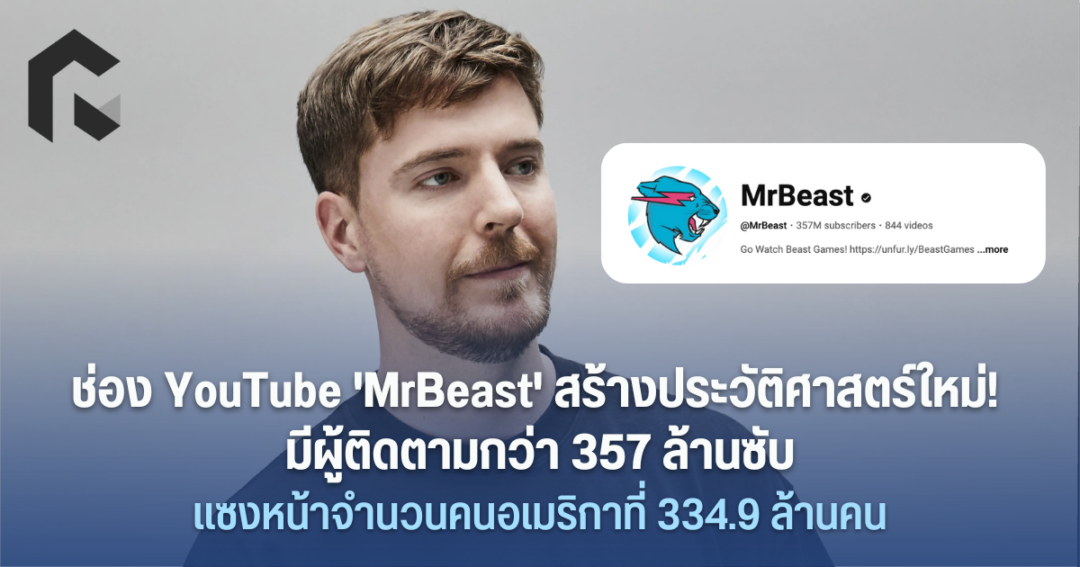 ช่อง YouTube 'MrBeast' สร้างประวัติศาสตร์ใหม่! มีผู้ติดตามกว่า 357 ล้านซับ แซงหน้าจำนวนคนอเมริกา ...