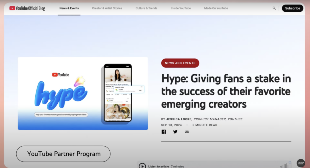 YouTube ขยายโปรแกรม Hype ในหลายประเทศ พร้อมเตรียมเพิ่มโฆษณา Mid-Roll แบบอัตโนมัติเดือนหน้า