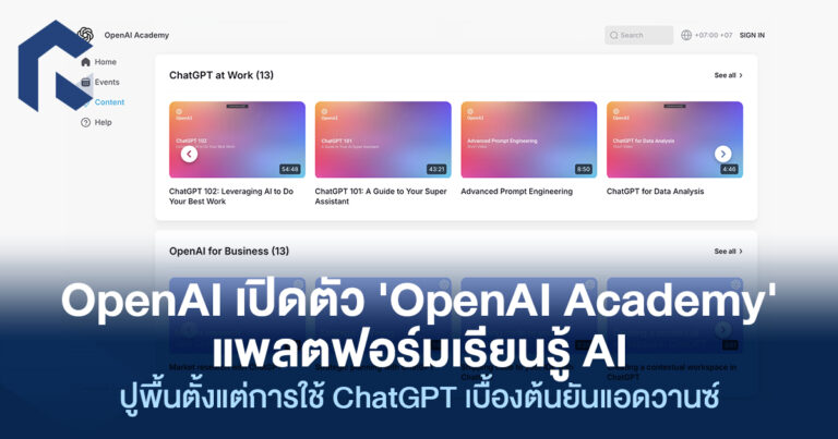OpenAI เปิดตัว 'OpenAI Academy' แพลตฟอร์มเรียนรู้ AI ปูพื้นตั้งแต่การใช้ ChatGPT เบื้องต้นยัน ...